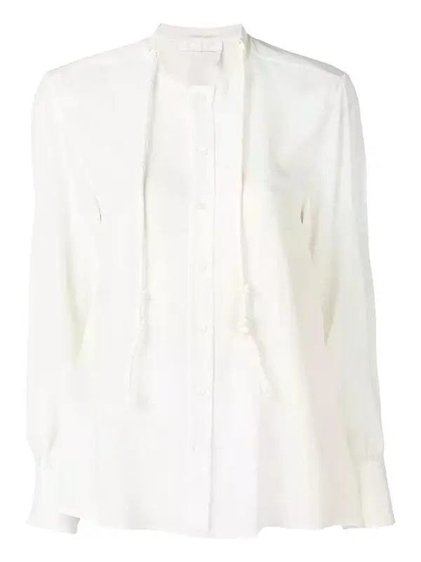 Chloé Long Sleeve Drawstring Blouse - White