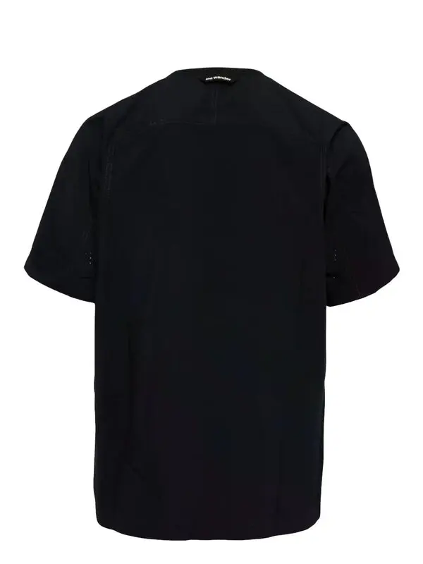 AND WANDER Contrast-stitching Panelled T-shirt - Blue