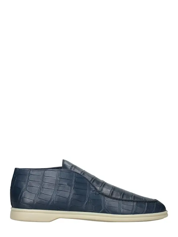 BROTINI Alligator Skin Ankle Boots - Navy