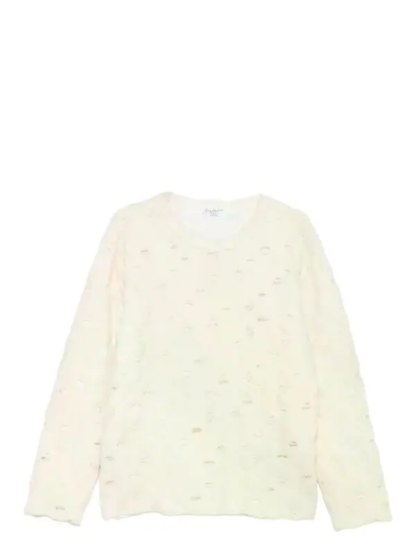 Yohji Yamamoto Distressed Wool Blend Sweater - Neutrals