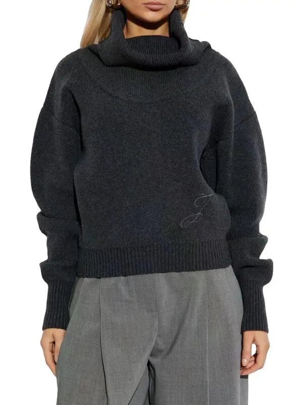 Jacquemus Pallone Turtleneck Embroidered Sweater - Grey