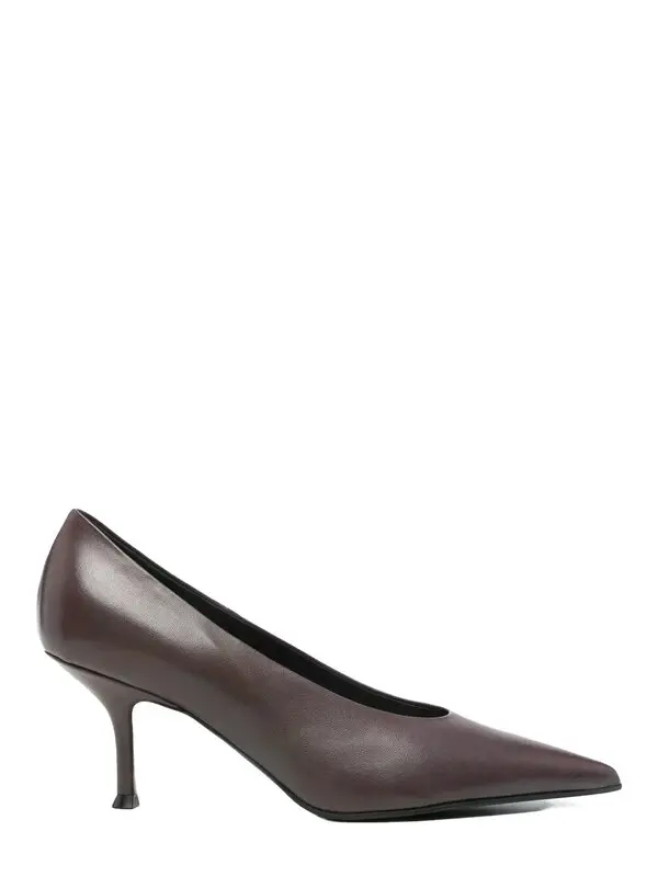 LELLA BALDI 75mm Leather Pointed Toe Pumps - Red