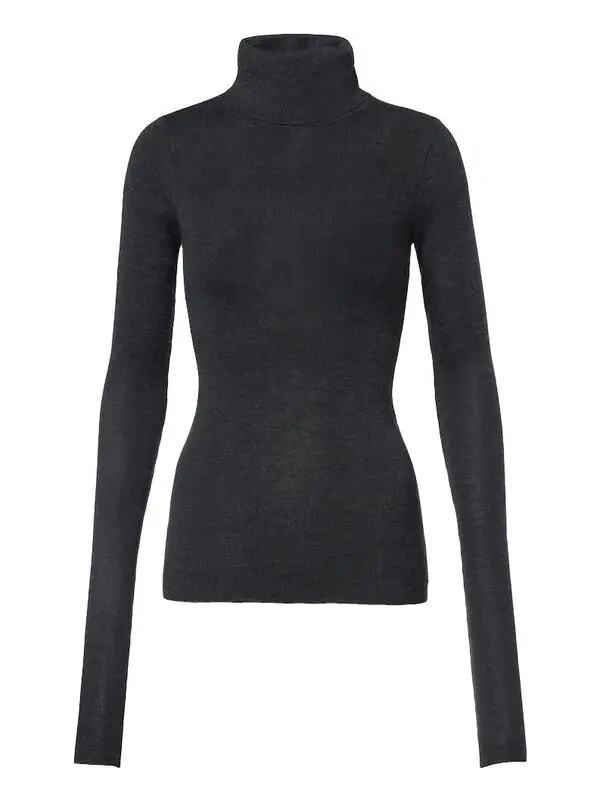THE FRANKIE SHOP Utica Thin Wool And Silk Turtleneck Sweater - Grey