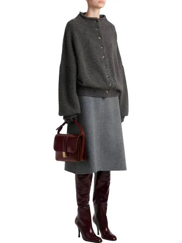 Khaite A-line Wool Skirt With Rear Zip - Grey