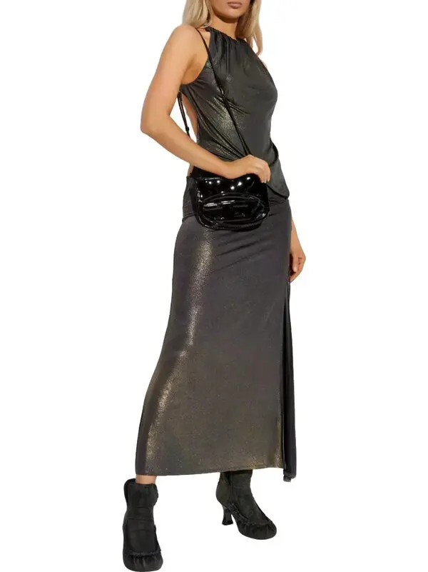 DIESEL® Halterneck Maxi Dress With Gathered Detailing - Grey