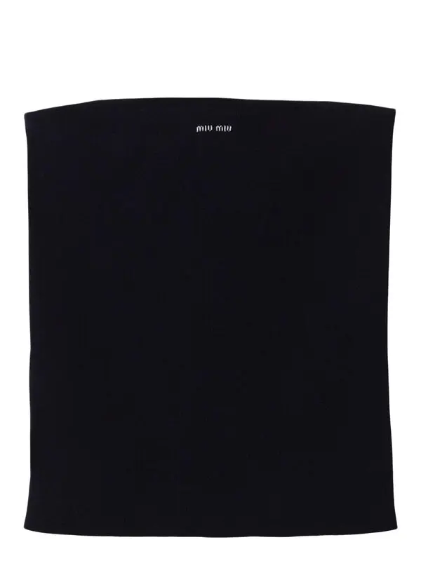 Miu Miu Cotton Knitted Logo Tube Top - Blue