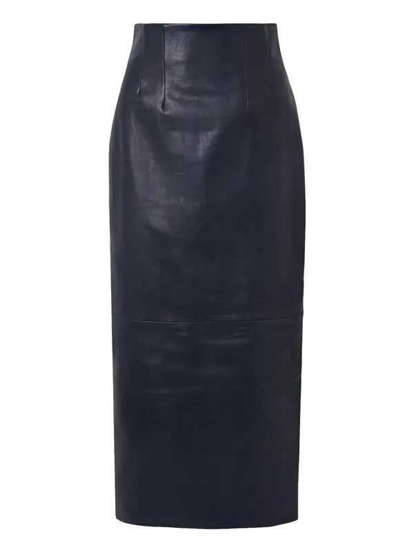 Khaite Loxley Leather Maxi Skirt - Blue