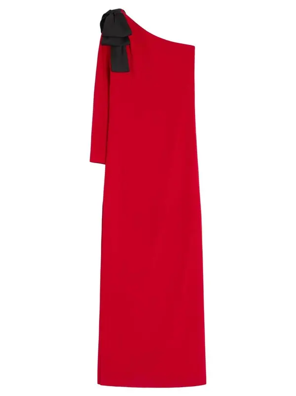Valentino Garavani Silk One-shoulder Gown With Satin Bow - Red