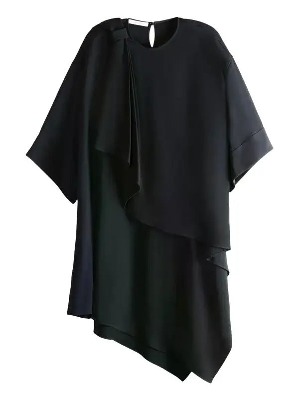 Givenchy Asymmetric Ruffled Midi Dress - Black