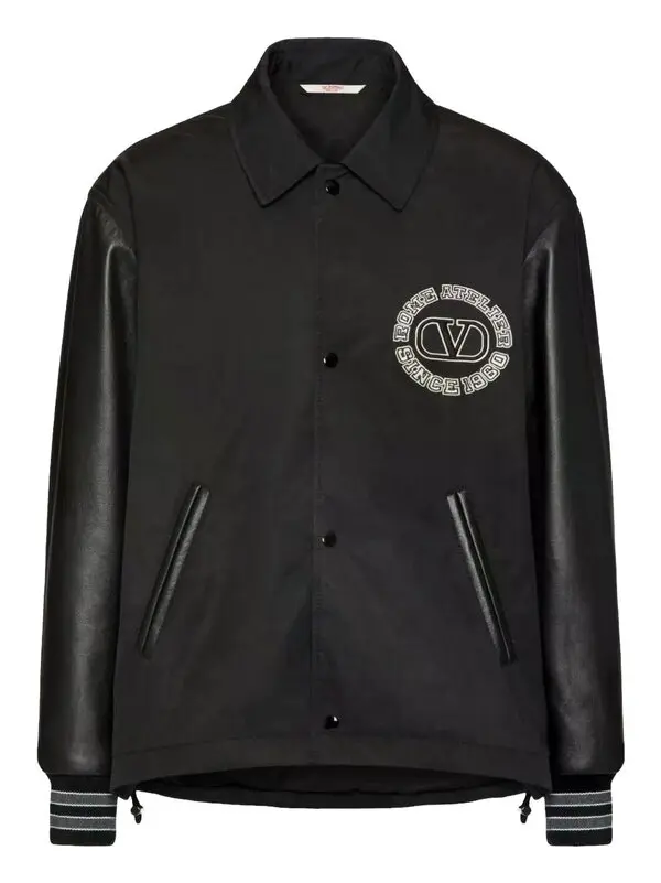 Valentino Garavani Nylon And Leather Sports Jacket - Black