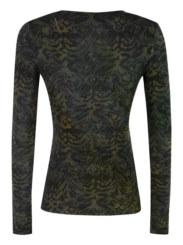Ulla Johnson Long Sleeve Animal Print Top - Green