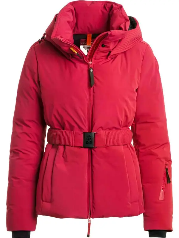 PARAJUMPERS Logo-patch Hooded Belted Jacket - Red