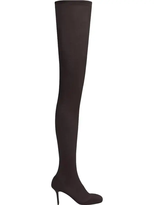 COURREGES Square-toe Mesh Thigh High Boots - Brown