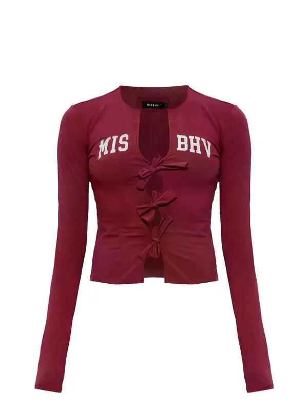 MISBHV Bow Detail Long Sleeve Blouse - Red