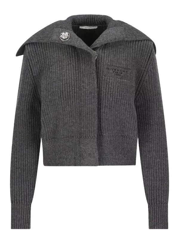 Givenchy Logo-embroidered Ribbed Knit Cardigan - Grey