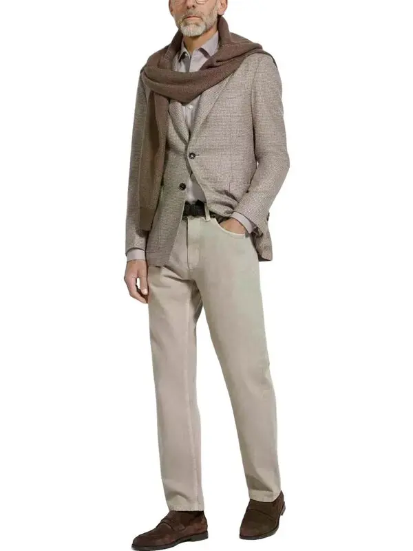 Zegna Checked Button Blazer - Neutrals