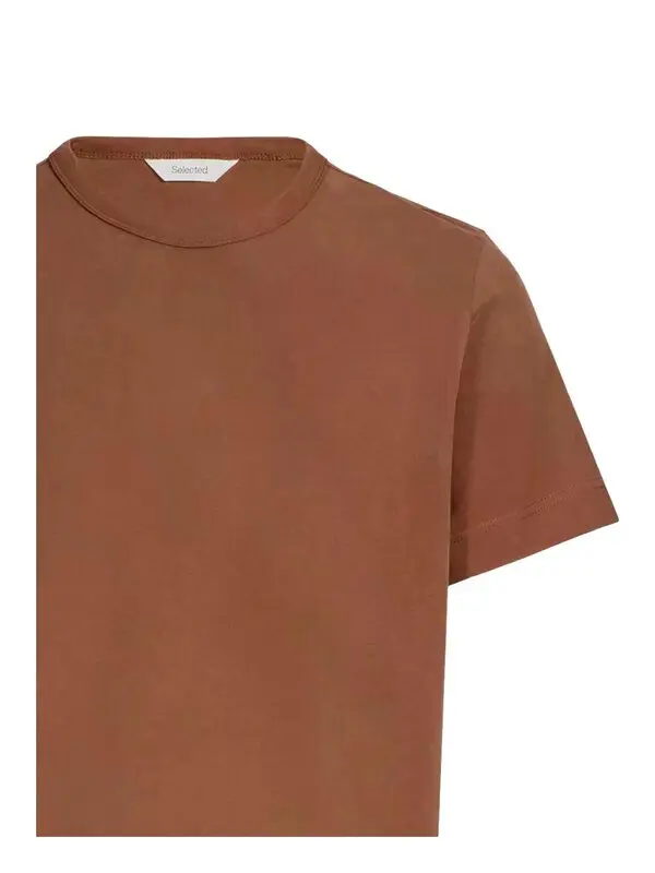SELECTED Cotton T-shirt - Brown