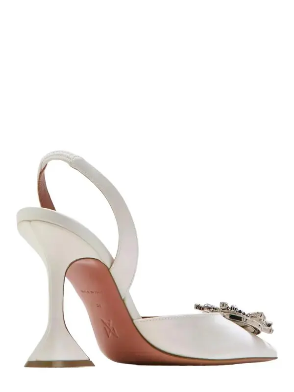 Amina Muaddi 95mm Crystal-embellished Slingback Pumps - White