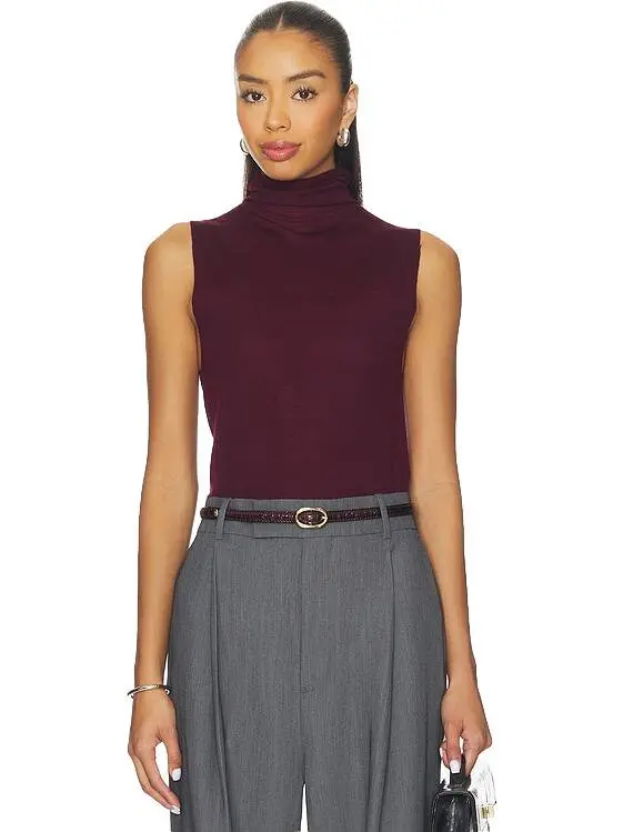 EAVES Alaska Sleeveless Knit Mockneck In . Also - Burgundy
