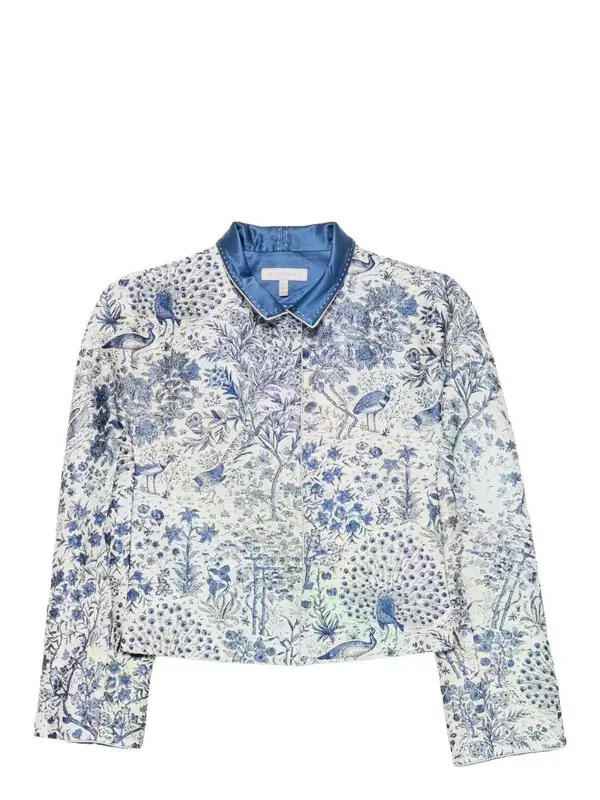 Shiatzy Chen Cropped Jacket With Print - Blue