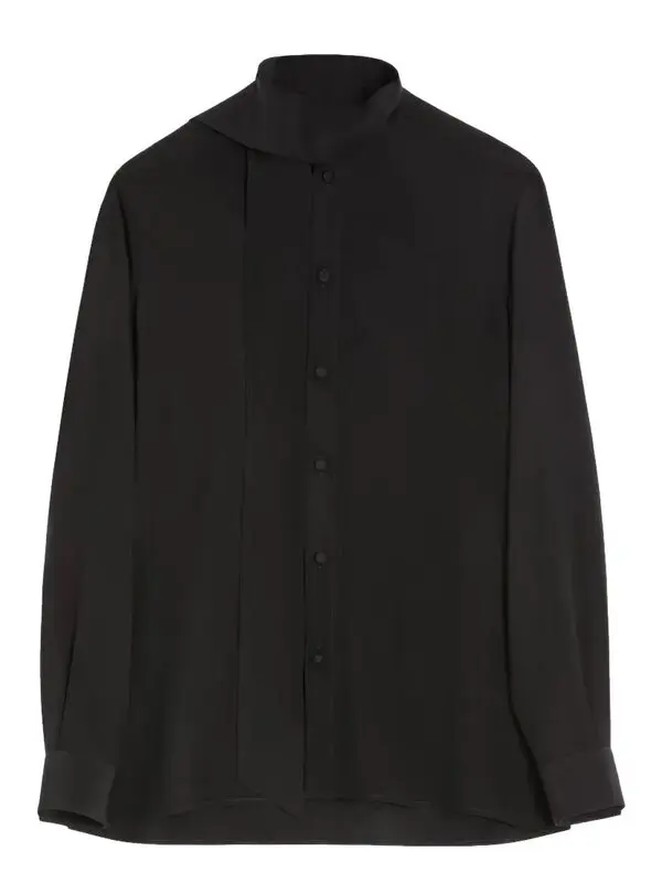 Valentino Garavani Scarf-collar Silk Shirt - Black