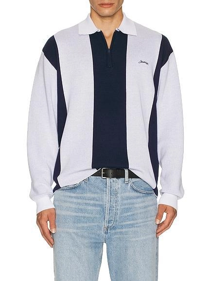 STUDENTS GOLF Gibson Fleece Long Sleeve Polo - Bone