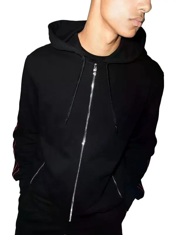 Alexander McQueen Logo Tape Zip-up Hoodie - Black