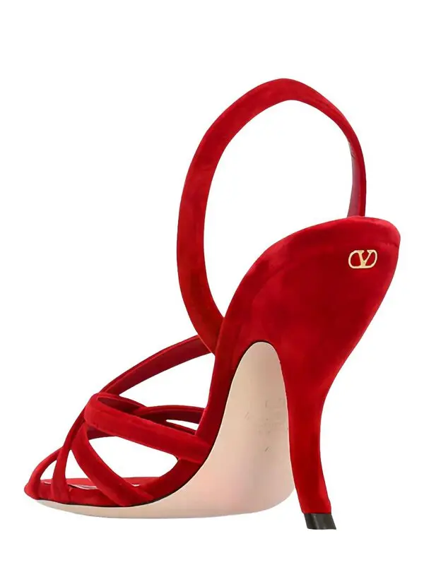 Valentino Garavani 105mm Velvet Sandals With Vlogo Detail - Red