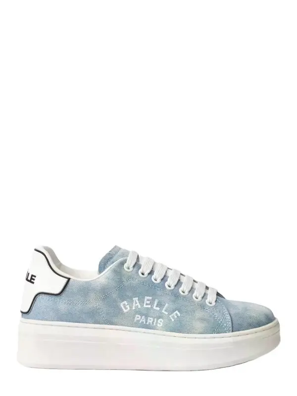 GAELLE PARIS Logo-embroidered Denim Platform Sneakers - Blue