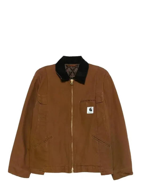 Sacai X Carhartt Contrast Collar Zip-up Jacket - Brown