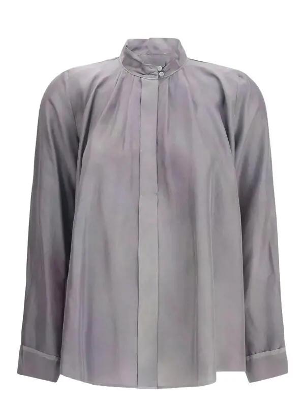 FORTE_FORTE Silk Crater Collar Shirt - Grey