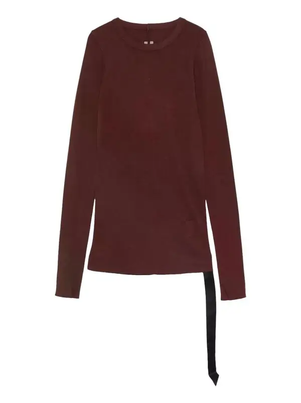 Rick Owens Raw-cut Ribbon Detail Long Sleeve T-shirt - Brown