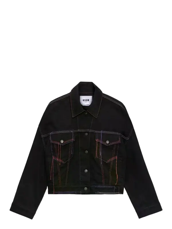 MSGM Denim Jacket With Contrasting Topstitching - Black