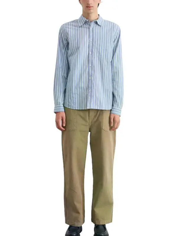 DEAN EDMONDS Striped Pocket Shirt - Blue