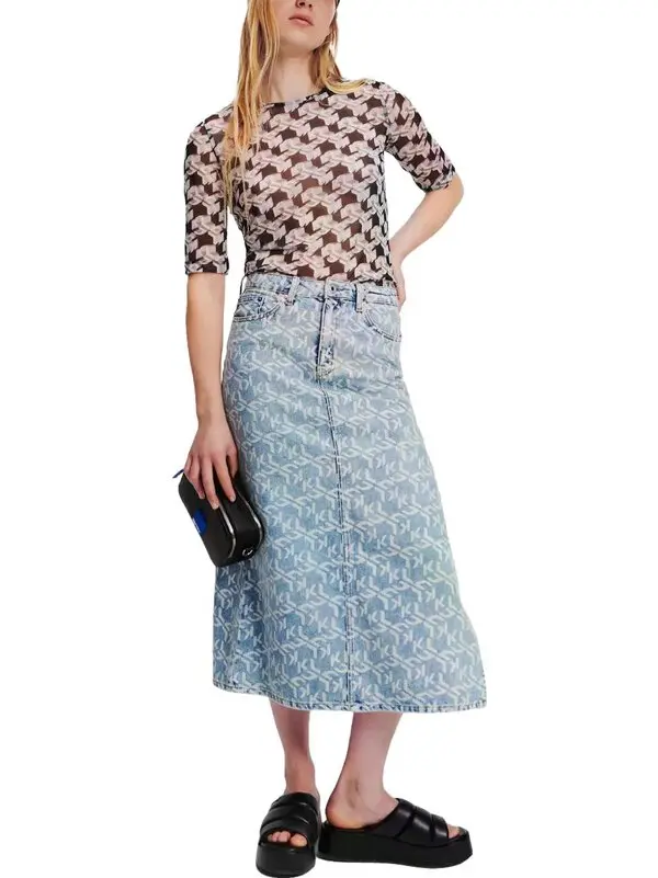 Karl Lagerfeld Monogram Print Sheer T-shirt - Neutrals