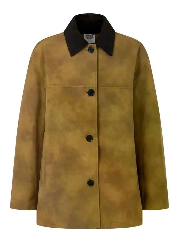 STUDIO TOMBOY Faux-suede Jacket With Contrast Collar - Brown