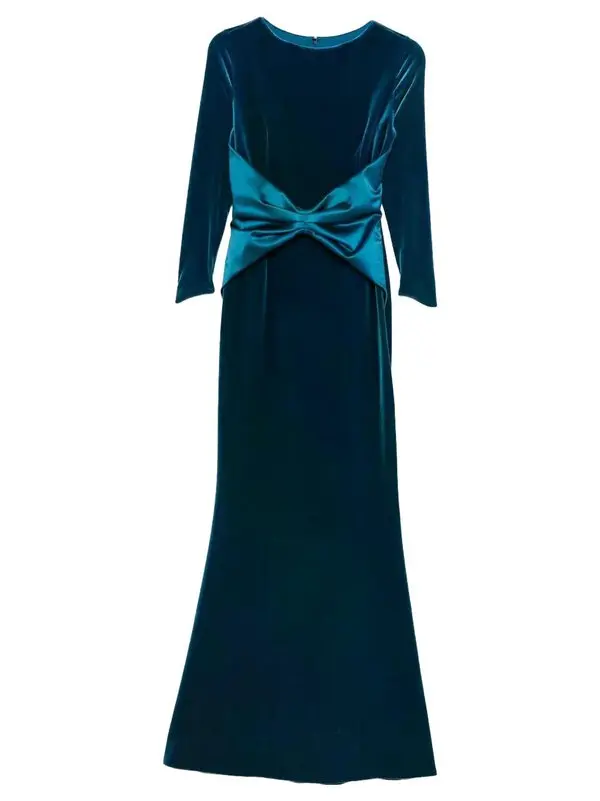 Chiara Boni La Petite Robe Velvet Maxi Dress With Bow Detail - Blue