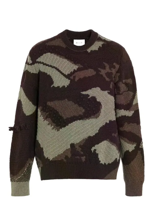 BARRIE Intarsia Knit Sweater - Brown