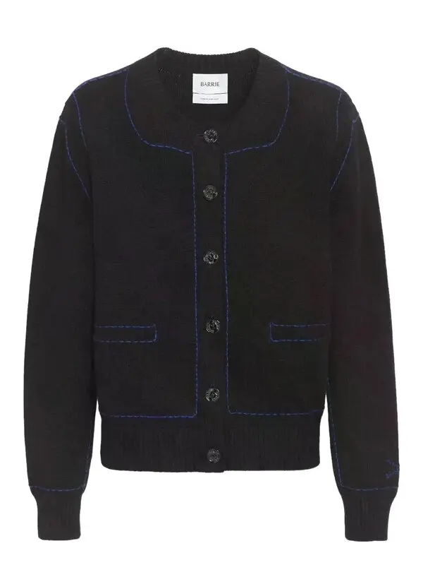 BARRIE Contrast Stitching Cardigan - Black