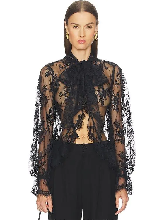 Retrofete Tamsin Lace Blouse In . Also - Black