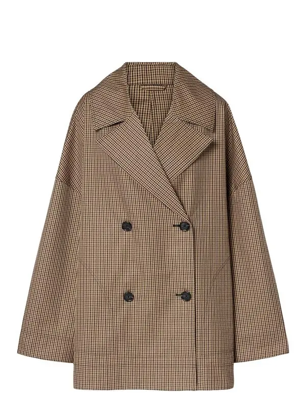 TOTEME Checked Cotton Double-breasted Blazer - Beige
