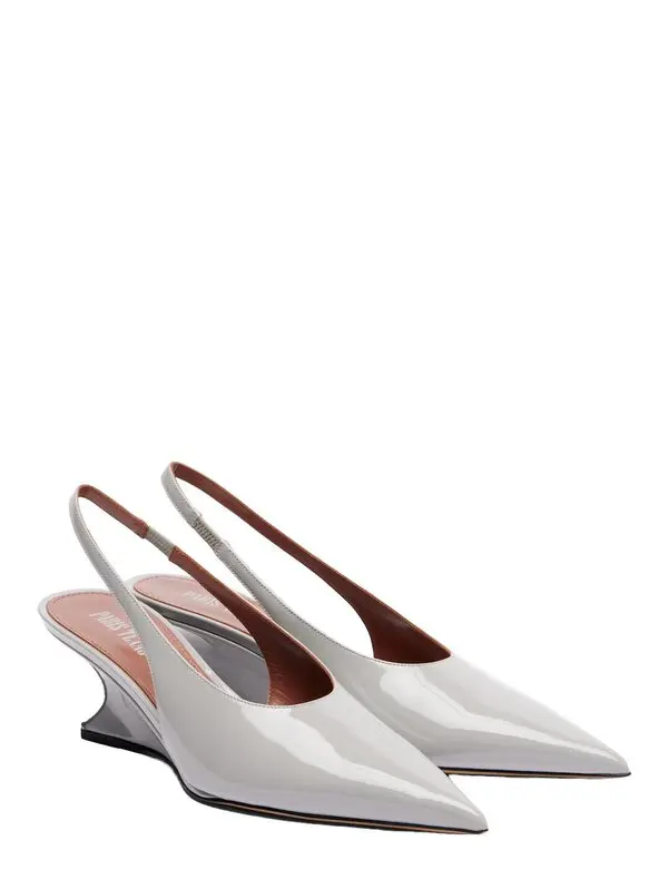 Paris Texas Nina 50 Patent Leather Slingback Pumps - Grey