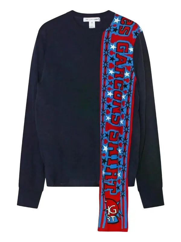 Comme Des Garçons Graphic Panel Sweater - Blue