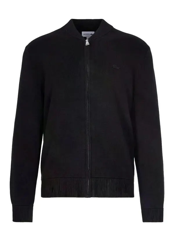 Lacoste Logo-appliqué Zip-up Cardigan - Black