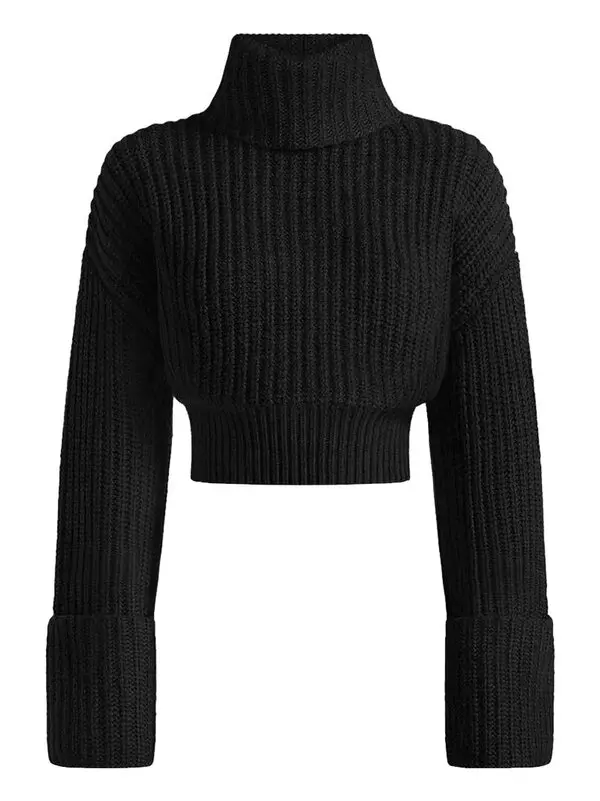 Manière De Voir Amaya Roll-neck Cuffed Knit Sweater - Black