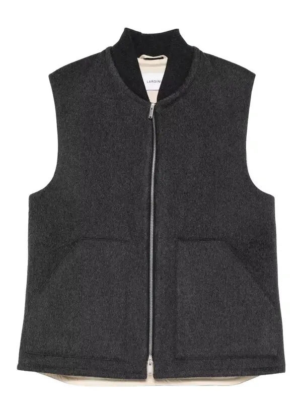 LARDINI Baseball-collar Gilet - Grey