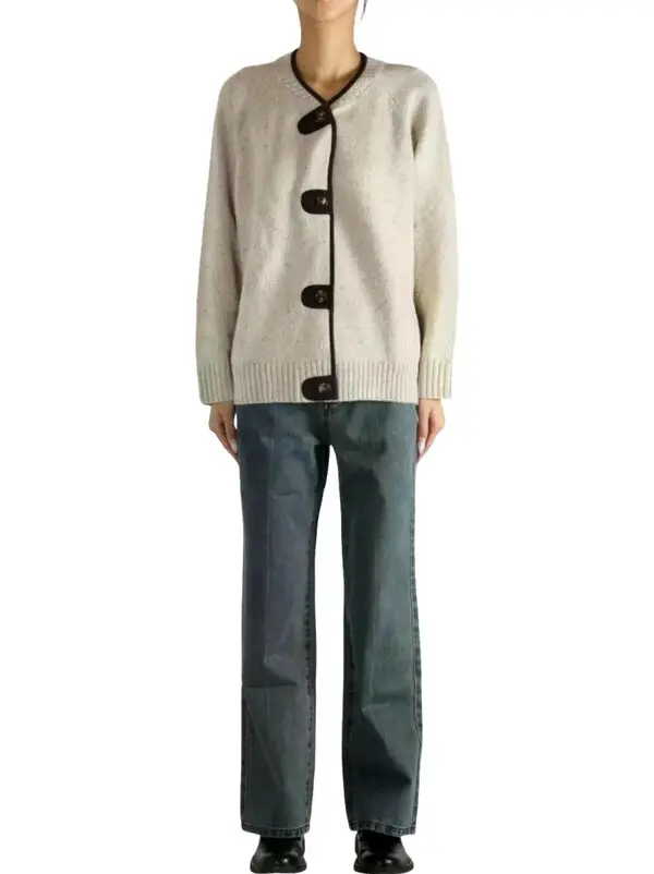 ATELIER Button Trim Cardigan - Neutrals