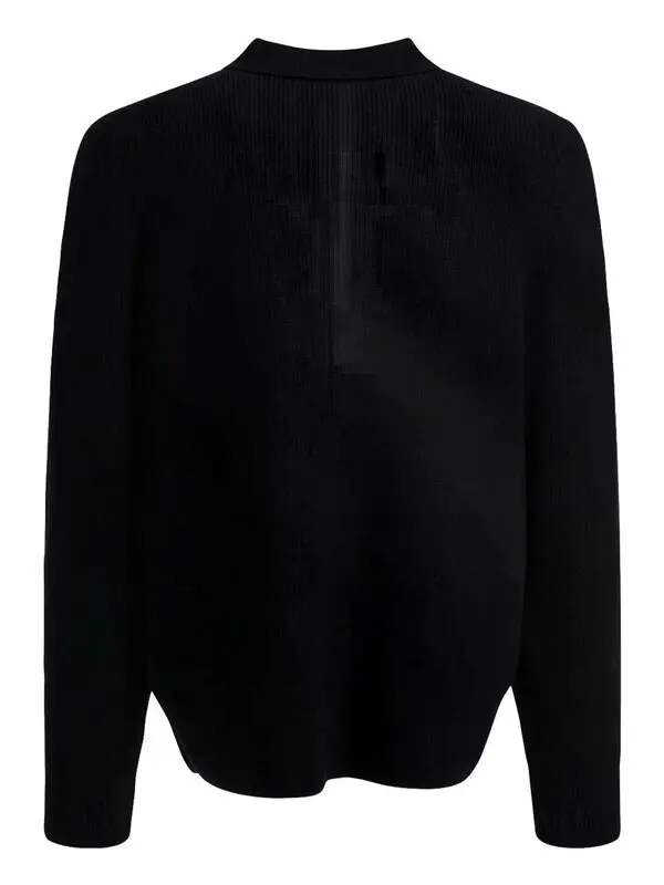 Vince Ribbed Knit Zip-up Polo Jacket - Black
