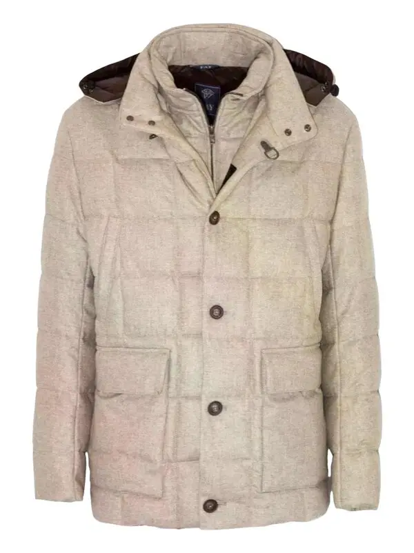 FAY Hooded Quilted Jacket - Neutrals