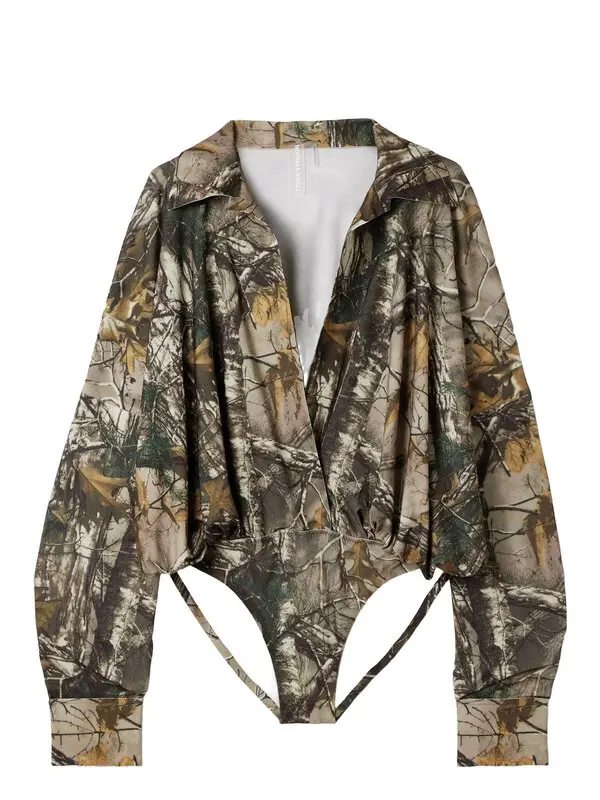 Norma Kamali Camouflage-print Stretch-jersey Bodysuit - Multi